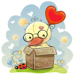 Cute duck with gift Royalty Free Vector Image - VectorStock