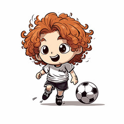 Soccer player hand-drawn comic football Royalty Free Vector