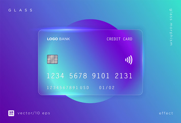 Translucent bank card frosted glass morphism Vector Image