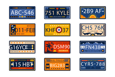 Hand drawn license plate set Royalty Free Vector Image