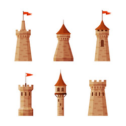 Medieval castle elements with wall and tower Vector Image