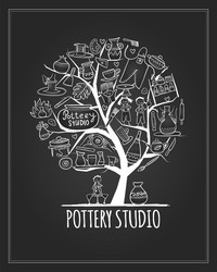 Pottery studio background for your design Vector Image