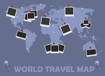 World travel map with navigator points journey Vector Image