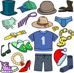 Sticker set of clothes and accessories Royalty Free Vector