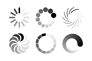 Loading process icons set download and upload Vector Image