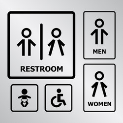 Toilet signs and restroom icons wc symbols Vector Image