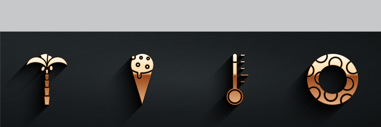 Set ice cream in waffle cone tropical palm tree Vector Image