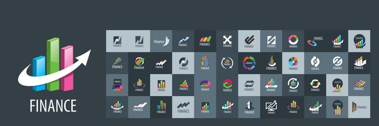 Big set of logos finance Royalty Free Vector Image