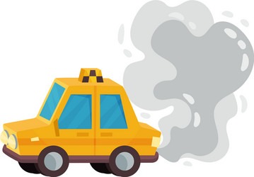 Cartoon car riding and throwing out smoke Vector Image