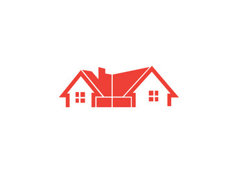 House home roof mortgage real estate ribbon logo Vector Image