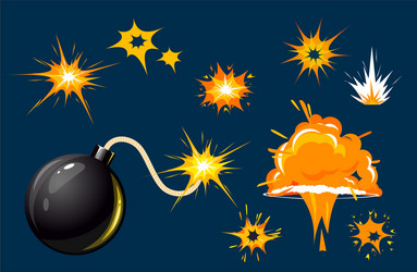 Exploding bomb atomic explode effect and comic Vector Image