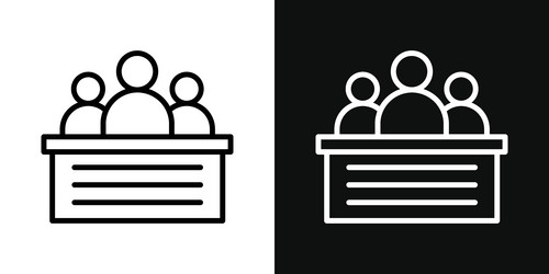 Trial by jury icon set meeting panel symbol Vector Image