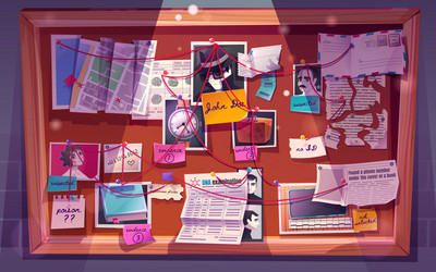 Detective board for crime investigation evidence Vector Image