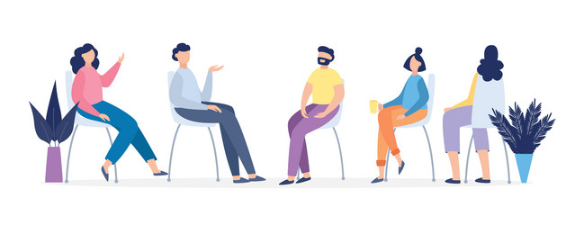 People attending group therapy session flat Vector Image