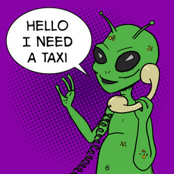 Alien speaking on phone pop art Royalty Free Vector Image