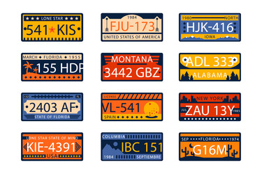 Hand drawn license plate set Royalty Free Vector Image