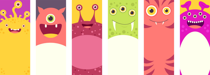 Monsters banners set or monster labels for kids Vector Image