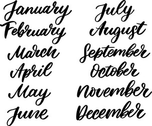 Handwritten names months december january Vector Image
