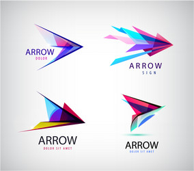 Set of abstract arrow logos pointer Royalty Free Vector