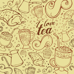 Love tea background pattern Royalty Free Vector Image