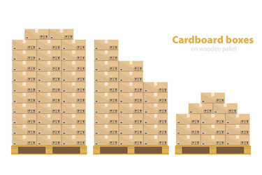 Cardboard boxes on wooden pallets carton parcel Vector Image