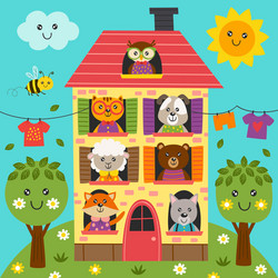 Homecute animals in the home Royalty Free Vector Image
