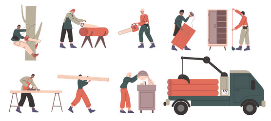 Woodwork carpentry set carpenters joiners work Vector Image