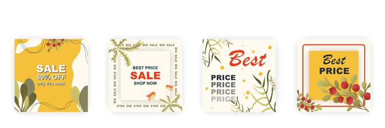 Modern autumn square sale poster templates Vector Image