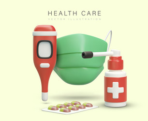 Poster with medical items doctor kit Royalty Free Vector