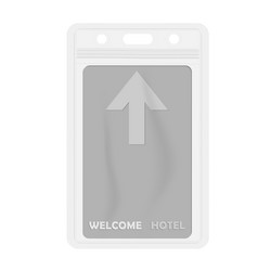 Clear plastic card holder with hotel keycard Vector Image