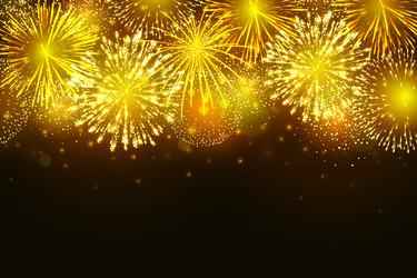 Festival golden fireworks on dark background Vector Image