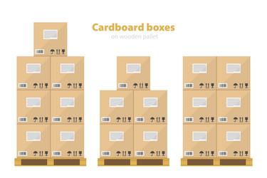 Cardboard boxes on wooden pallets carton parcel Vector Image
