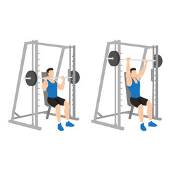 Woman doing smith machine barbell bench press Vector Image