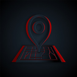 Paper cut placeholder on map in perspective Vector Image