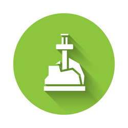 White sword in stone icon isolated with long Vector Image