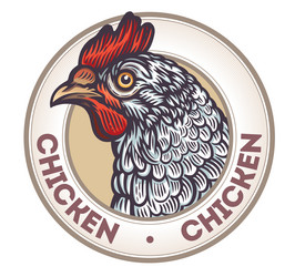 Chicken head label Royalty Free Vector Image - VectorStock