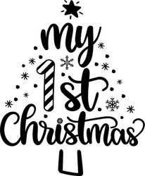 My 1st christmas - cute santas hat and boots Vector Image