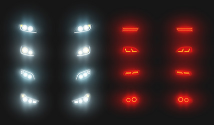 Realistic color led car light flare effect Vector Image
