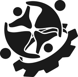 Gear commitment teamwork together black logo Vector Image