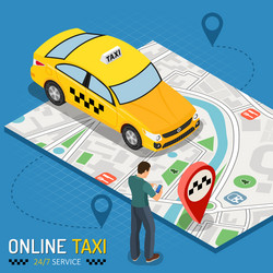 Taxi for people in yellow retro style cartoon Vector Image