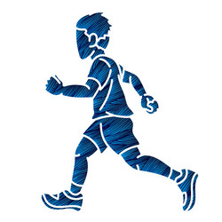 A boy start running action Royalty Free Vector Image