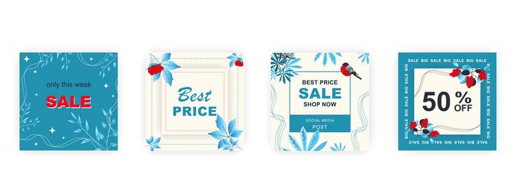 Modern winter square sale poster for merry Vector Image