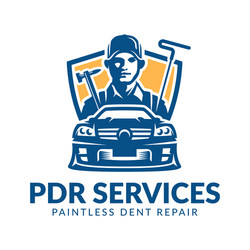 Paintless dent repair logo pdr service Royalty Free Vector