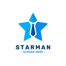 Star man logo design template tie and logo Vector Image