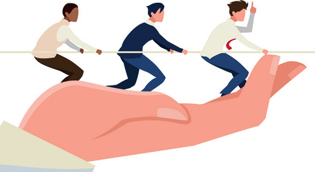 Businessmen teamwork pulling rope Royalty Free Vector Image