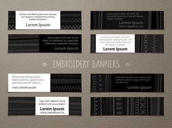 Set of horizontal embroidery banners Royalty Free Vector