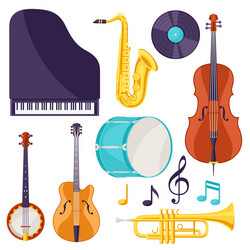 Different types of musical instruments Royalty Free Vector