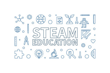 Steam science concept vertical outline minimal Vector Image