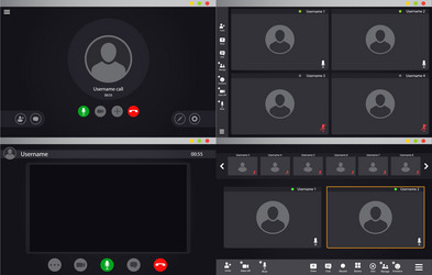 Video call template meeting app flat ui Royalty Free Vector