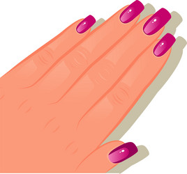 Hands with red nails manicure isolated on white Vector Image